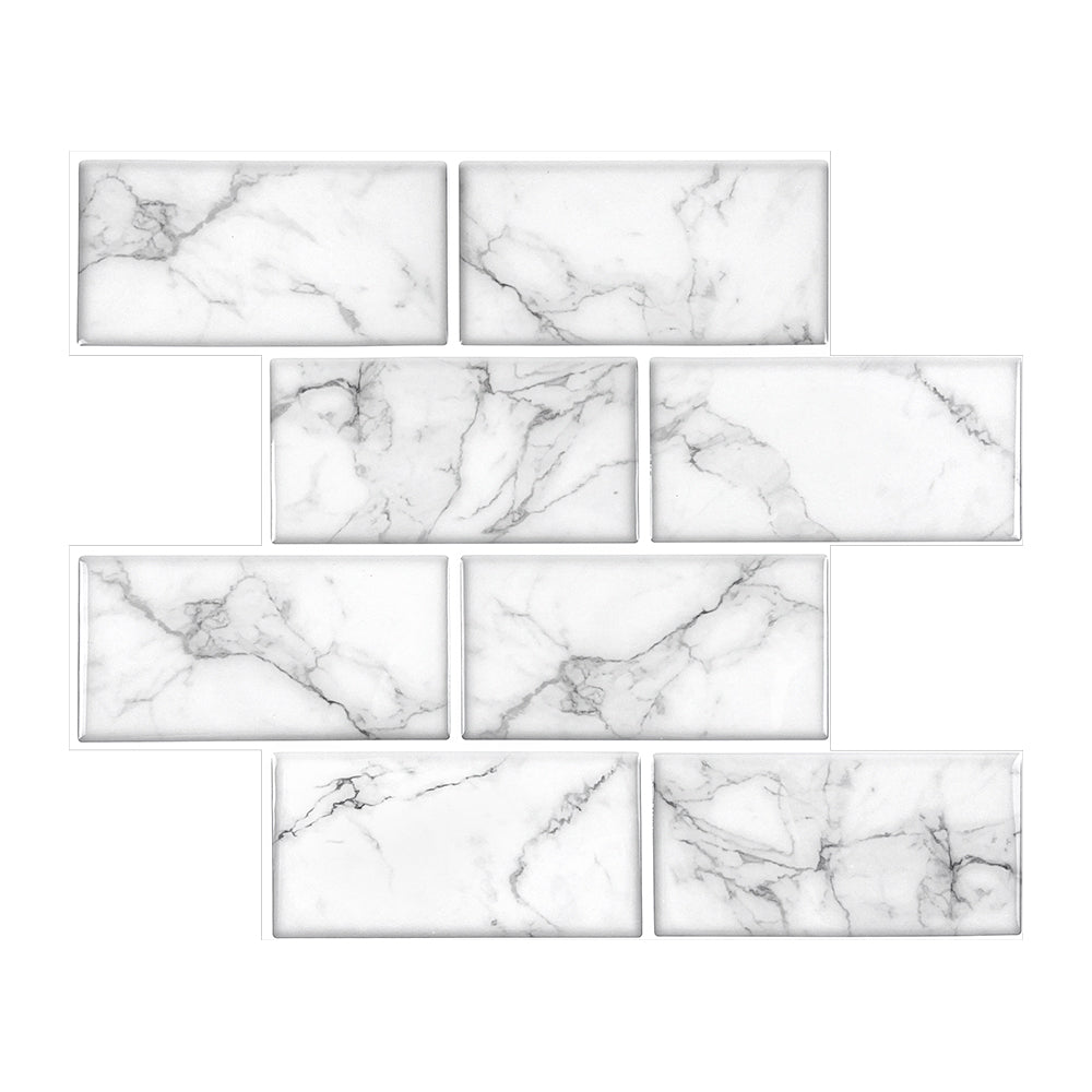3D Peel & Stick Carrara White Metro Gloss Mosaic – Evalution Flooring