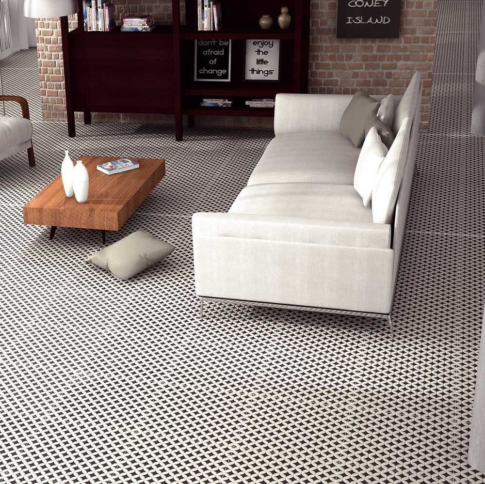 H44 Orly Black & White Porcelain Decor Tile – Evalution Flooring