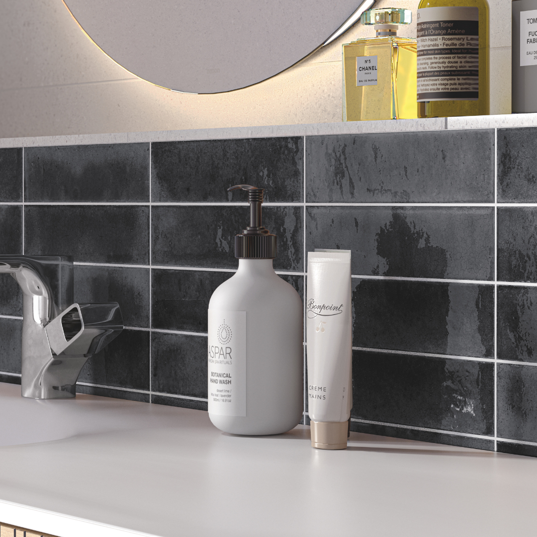 Jazba Anthracite Decor Metro Tiles – Evalution Flooring